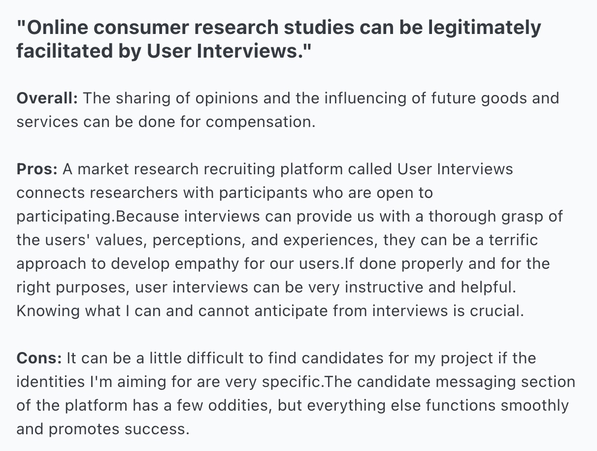 User Interviews Review - The Good and Bad