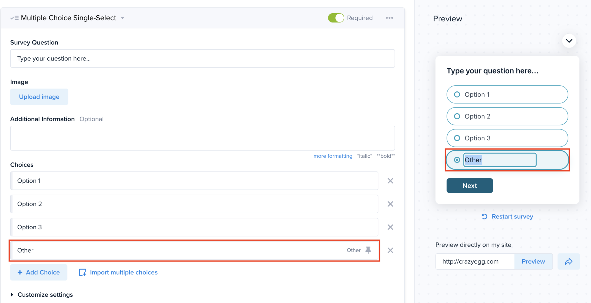 Submit a custom “Other” response for Multiple Choice questions in Crazy ...